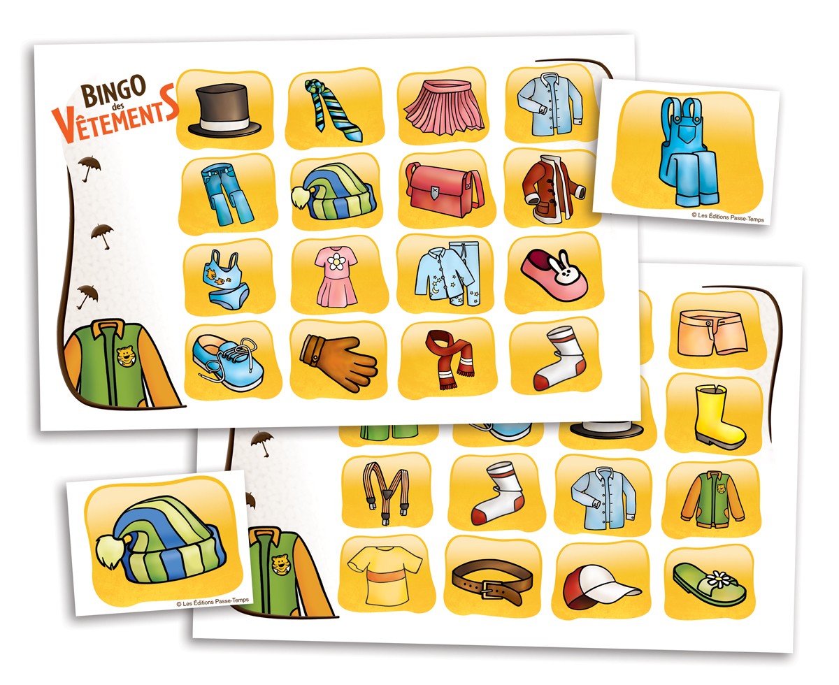 Bingo des vêtements - Préscolaire - Éditions Passe-Temps